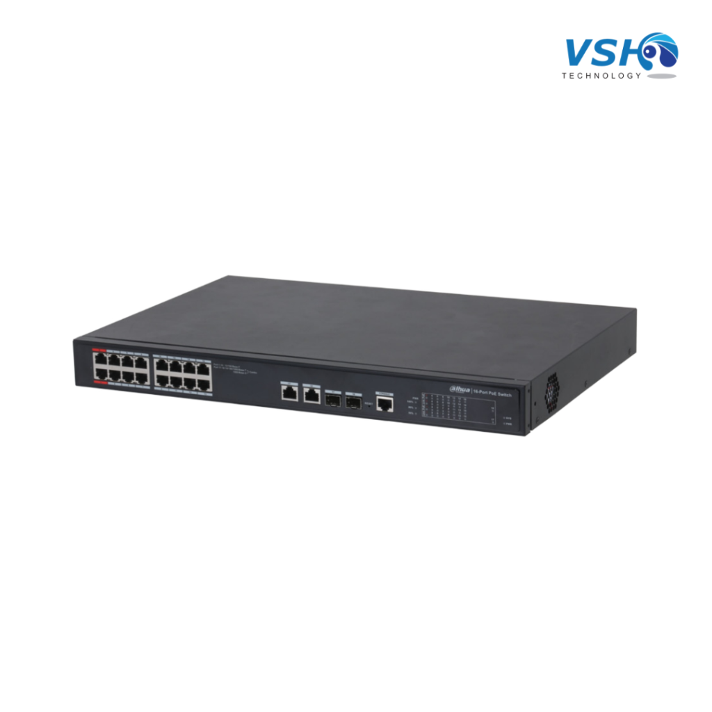 Dahua PFS4218-16ET-190 16-port 100 Mbps + 2-port Gigabit Managed PoE ...